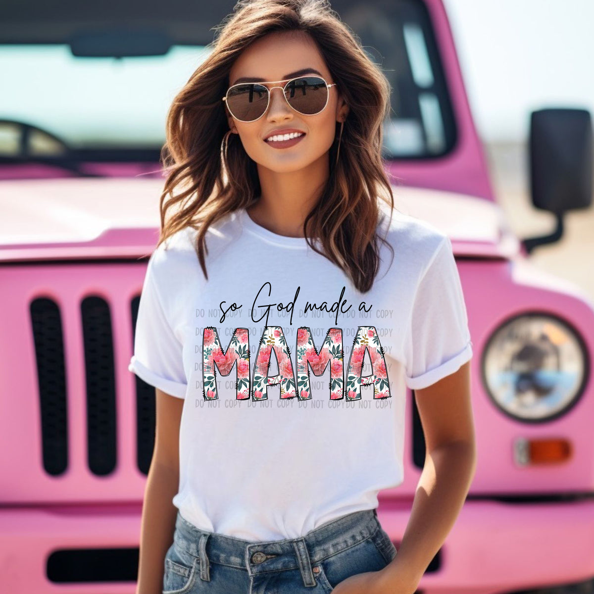 So God made a Mama Pink Floral PNG Digital Design – Off the Grid Customs