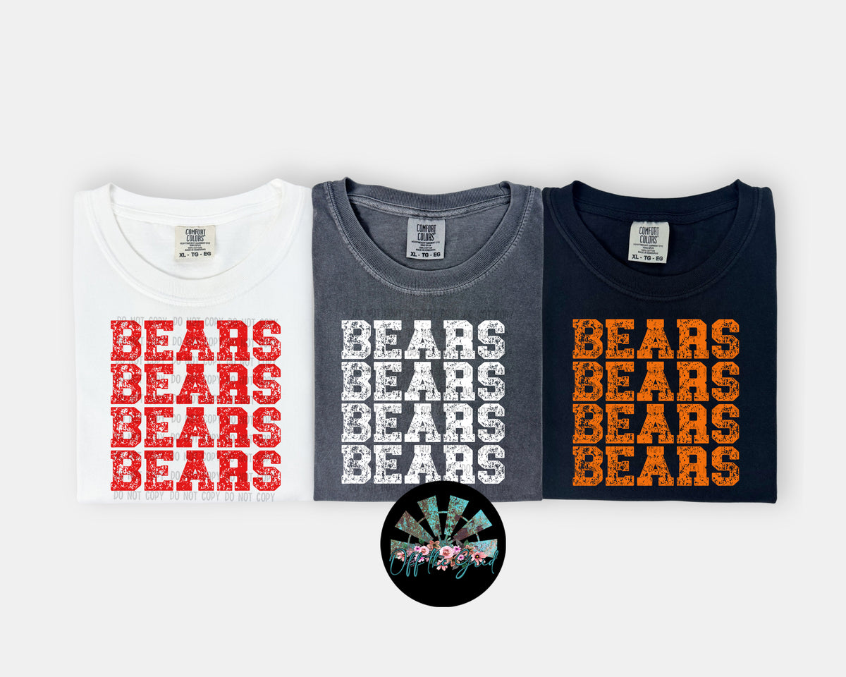 Stacked Grunge Bears (You get 12 different color files) PNG Digital Do ...