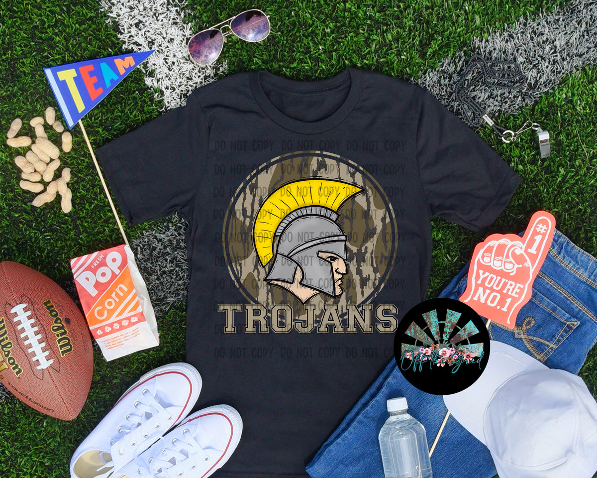 Bottomland Camo Trojans Yellow PNG Digital Design – Off the Grid Customs