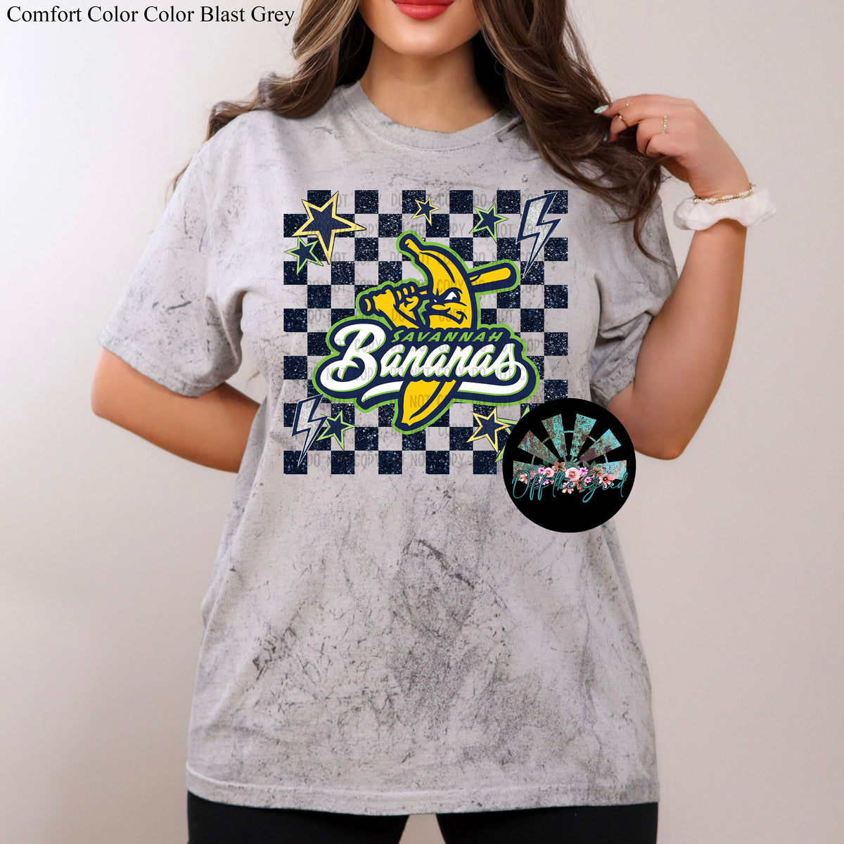Checkered Faux Glitter Savannah Bananas PNG Digital Design – Off the ...