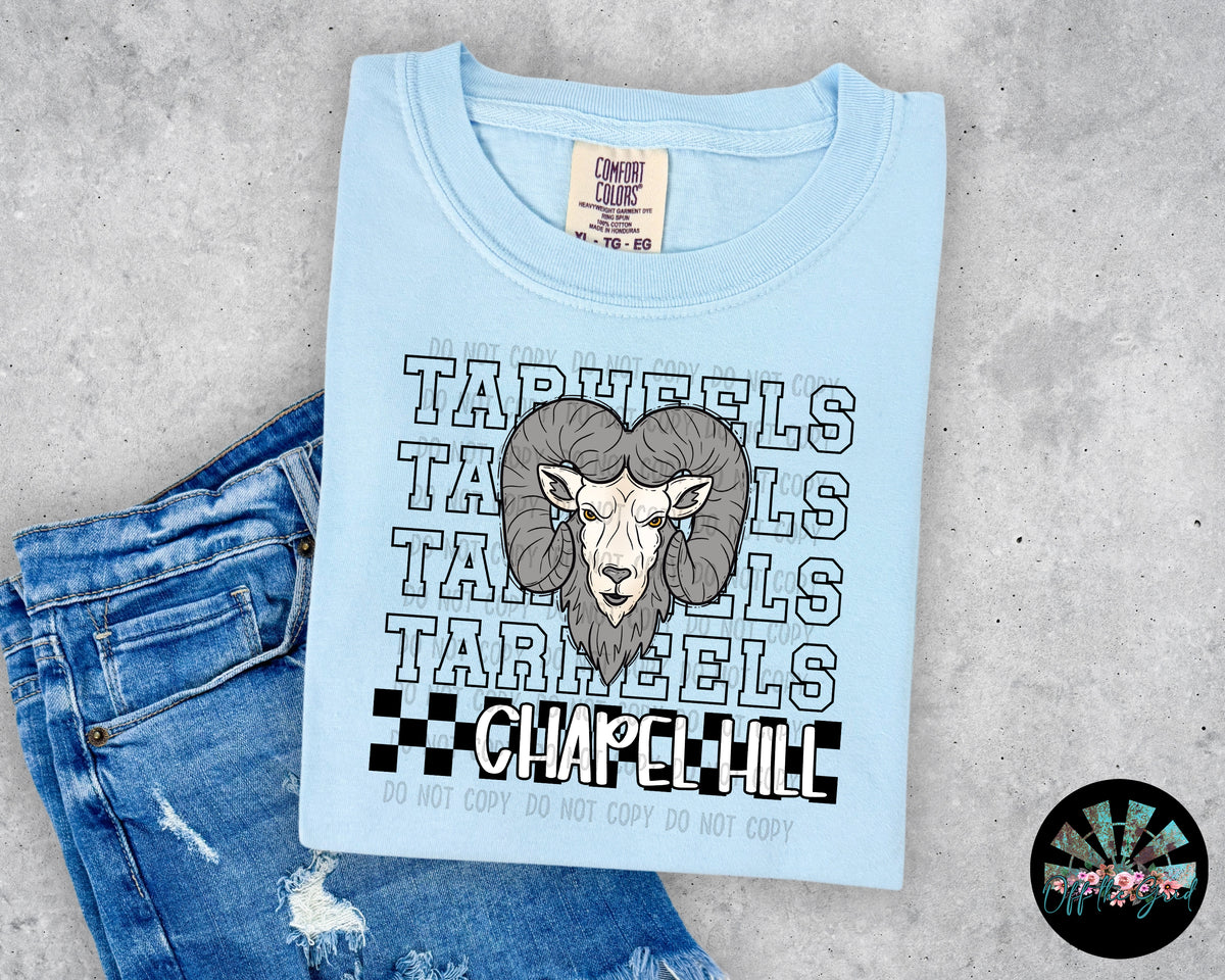 Stacked Checkered UNC Tarheels PNG Digital Design – Off the Grid Customs