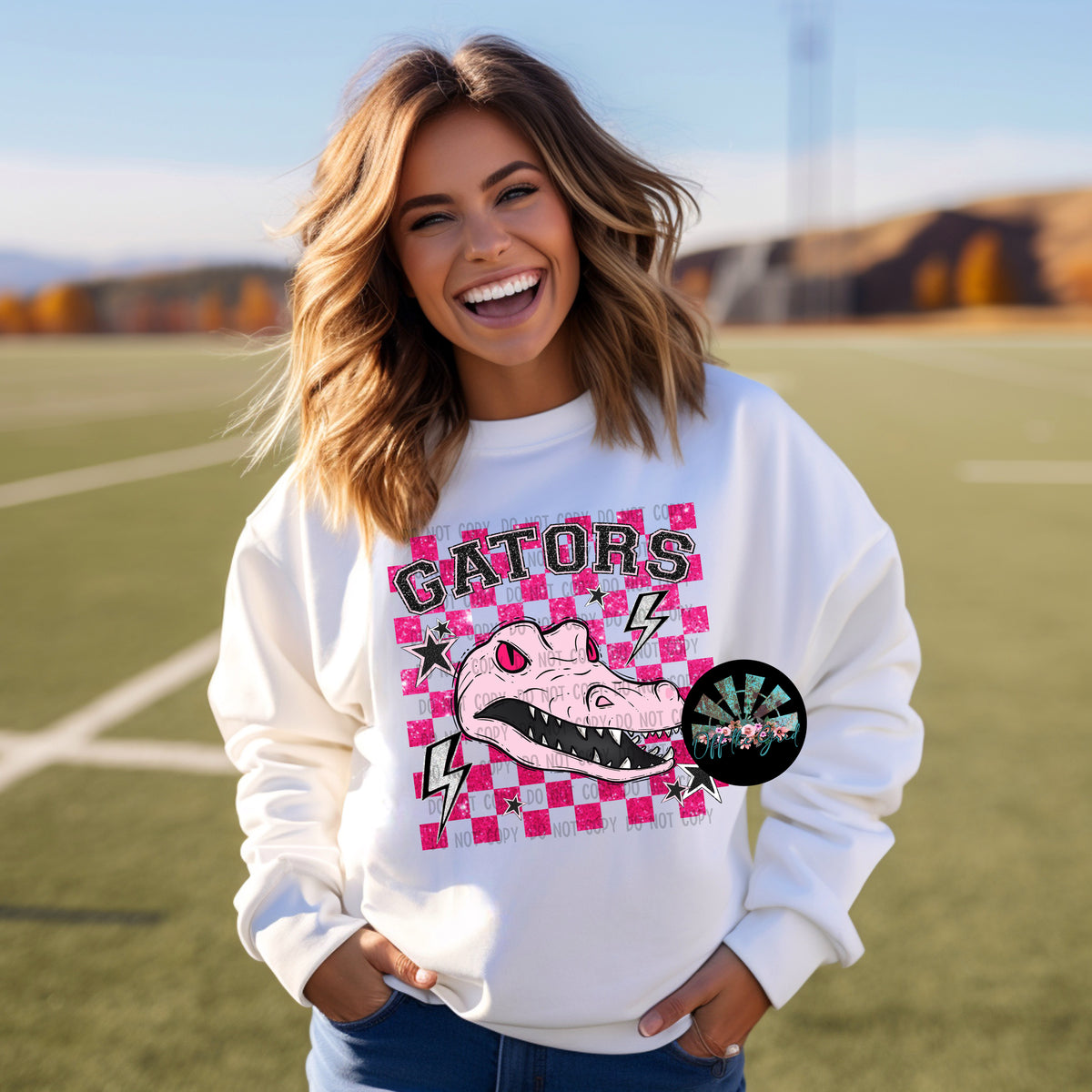 Checkered Faux Glitter Preppy Hot Pink Gators PNG Digital Design – Off ...