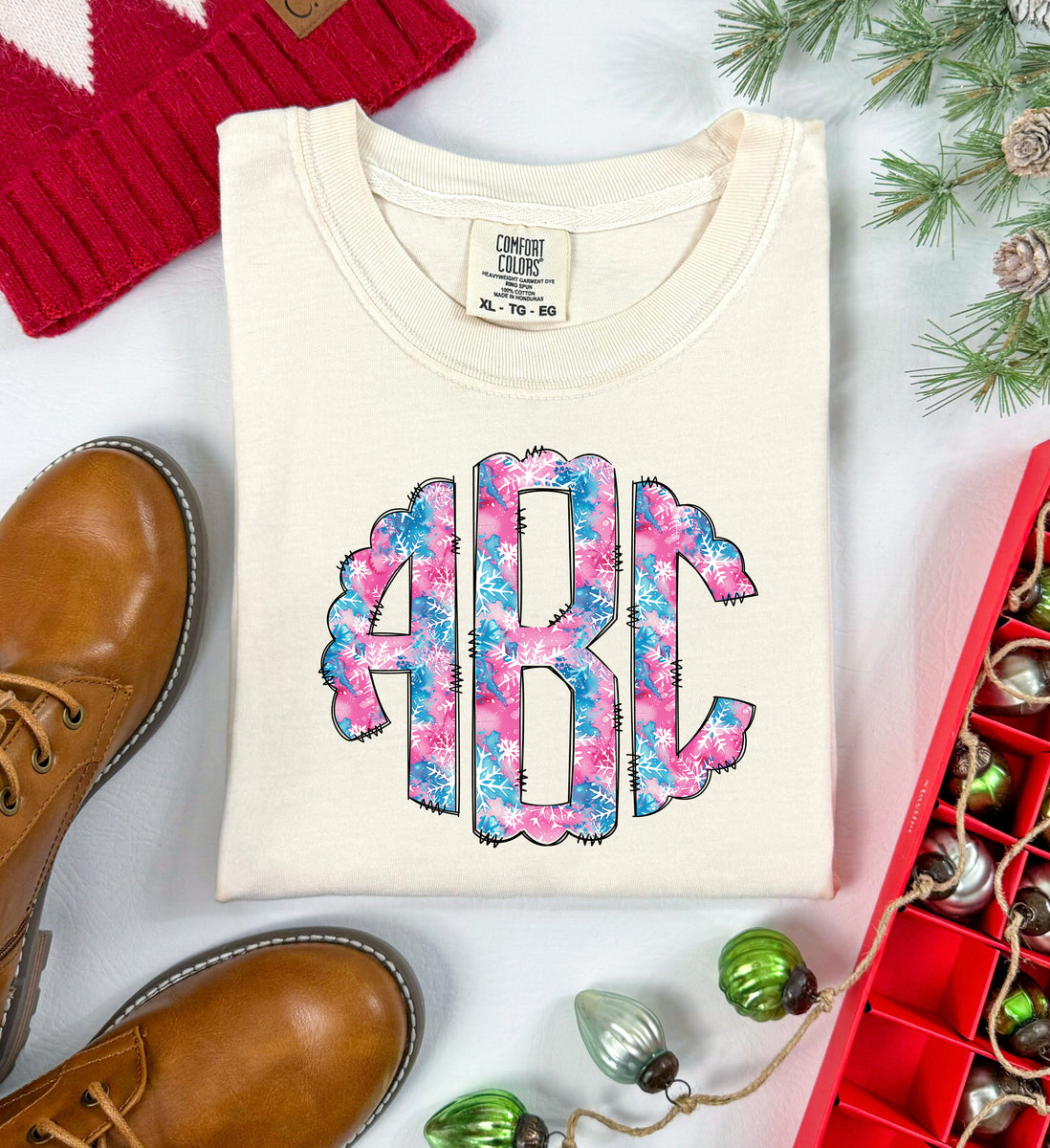 Preppy Snowflakes Monogram T-Shirt and Sweatshirt – Off the Grid Customs