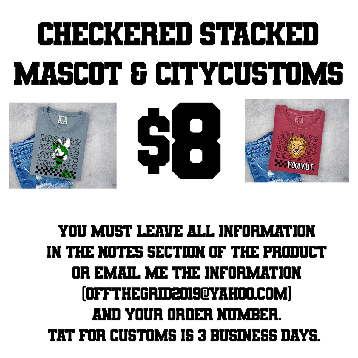 Checkered Stacked Mascot and City **CUSTOMS** PNG Digital Download – Off the Grid Customs
